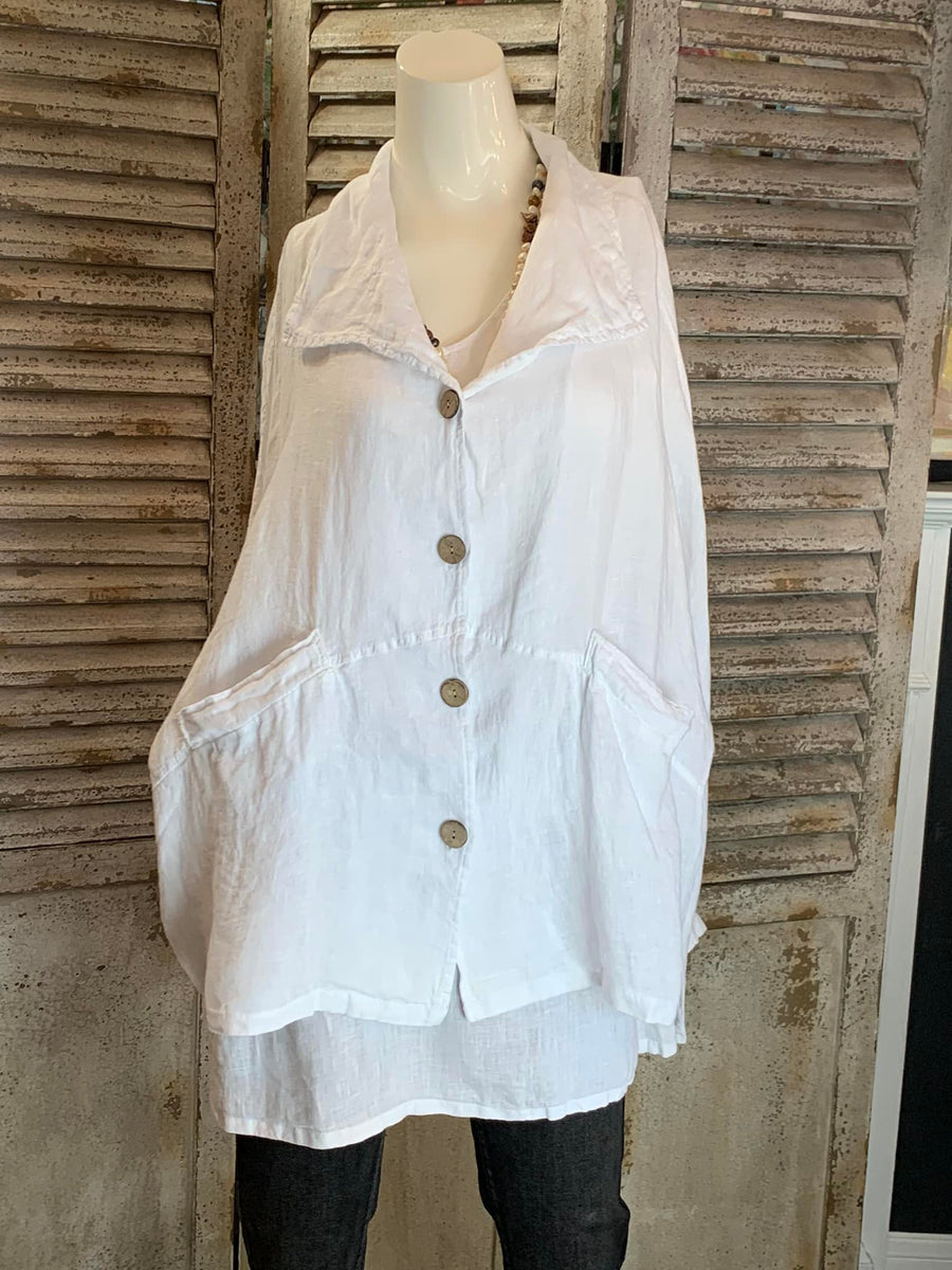 91417-22 Linen Blazer Topper-White – Absolutely Abigail's