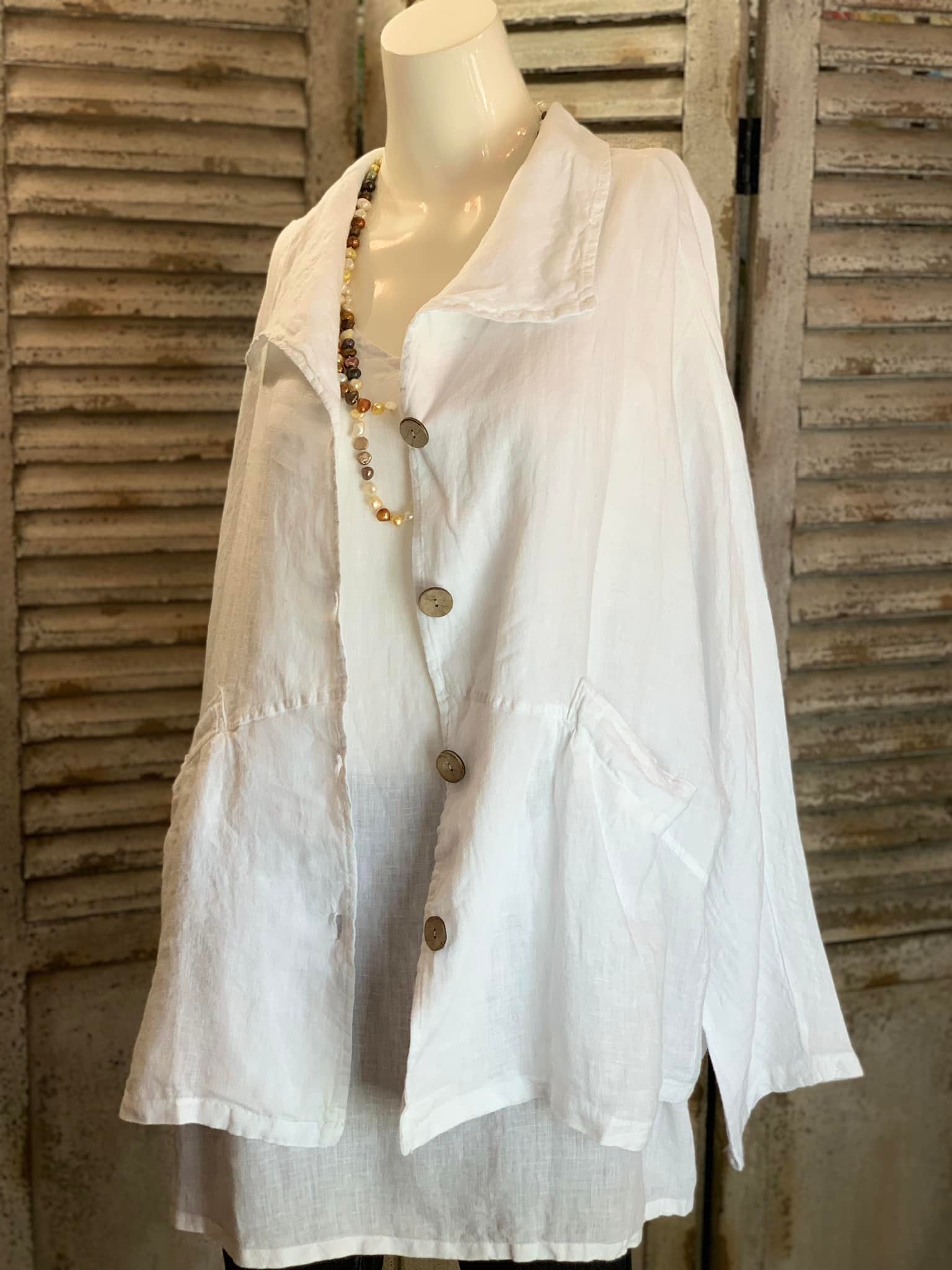 91417-22 Linen Blazer Topper-White – Absolutely Abigail's